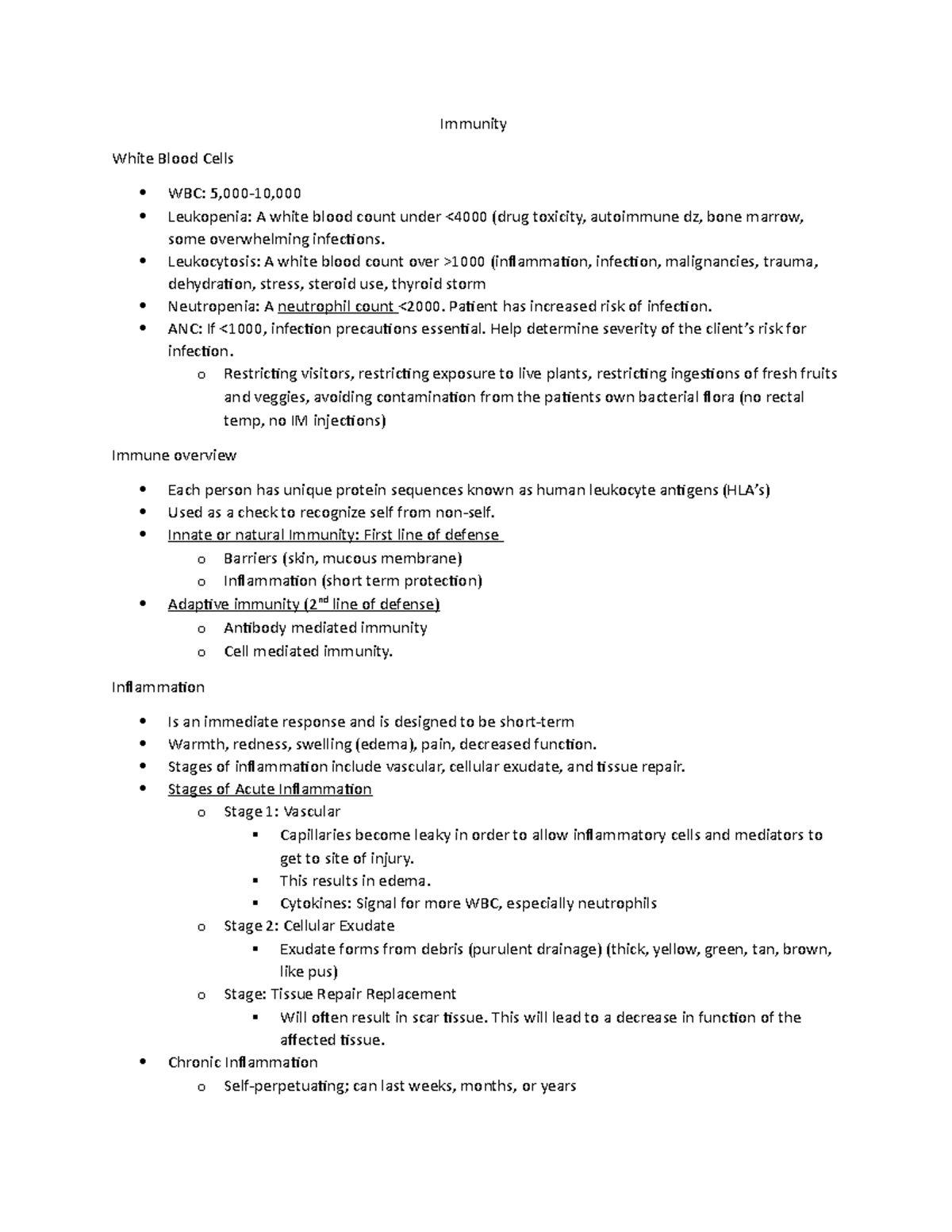 Immunity study guide - Immunity White Blood Cells WBC: 5,000-10 ...