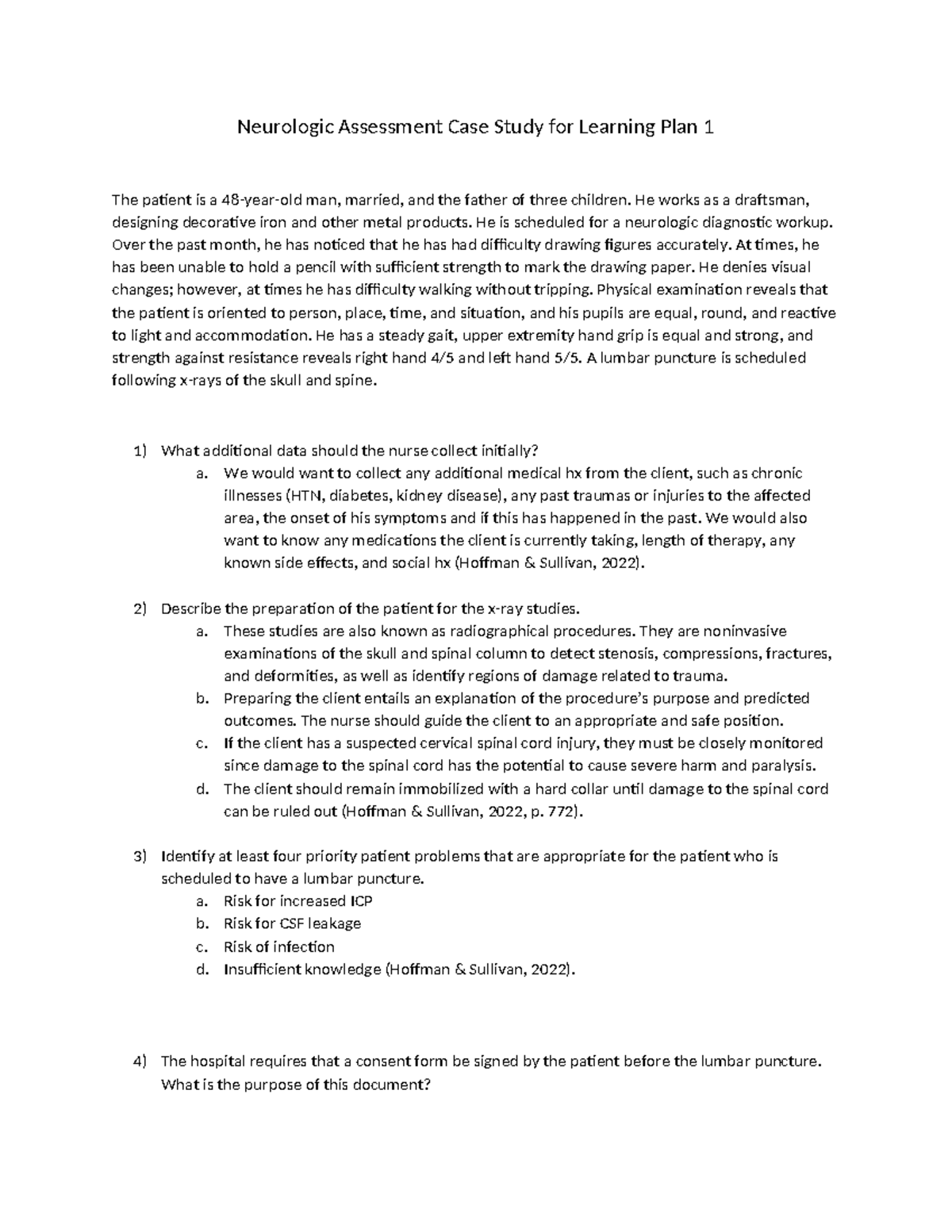 Cog & Percep - Neuro Assessment Case Study - Neurologic Assessment Case ...