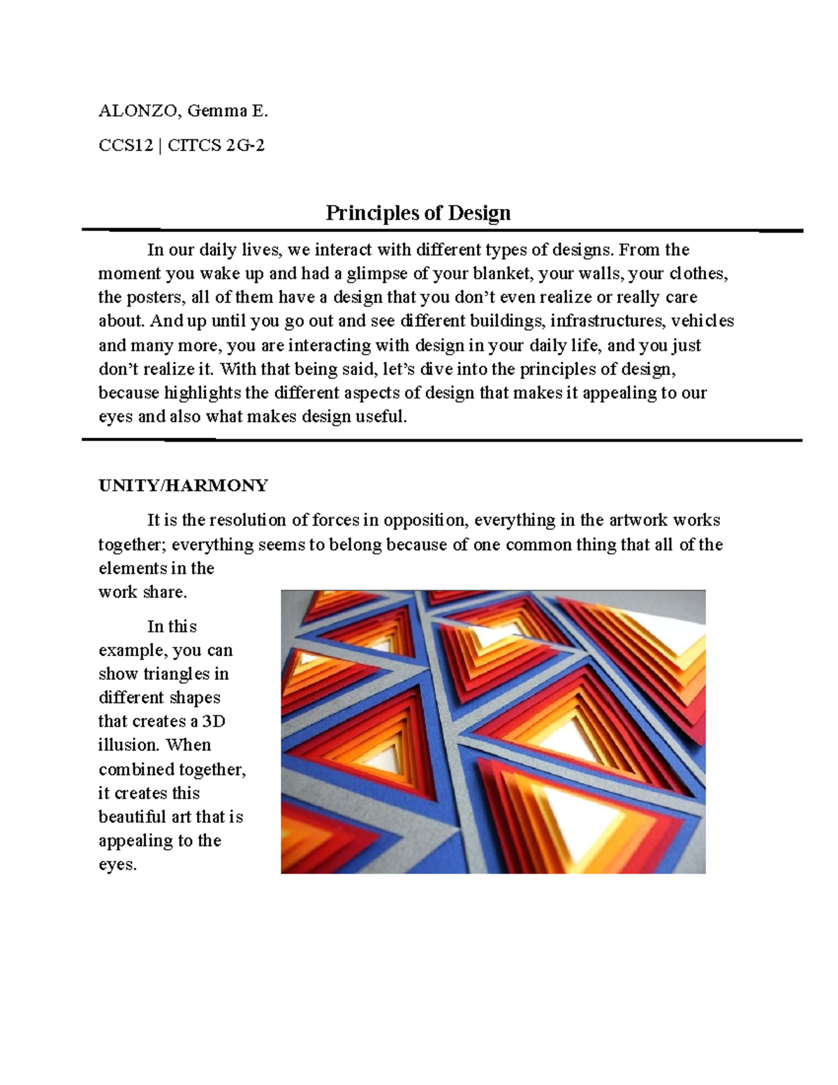 Principles of Design - Lecture notes 1 - ALONZO, Gemma E. CCS12 | CITCS ...