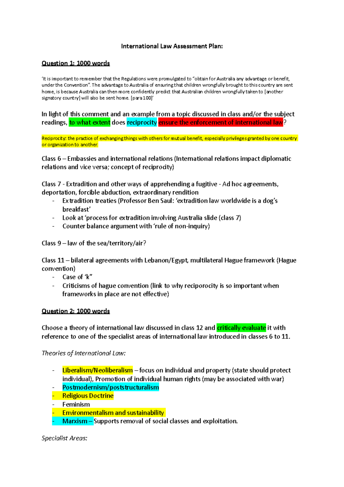 International Law Assessment Plan - International Law Assessment Plan ...