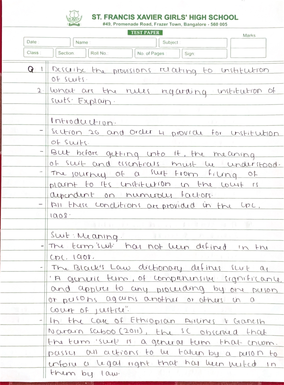 UNIT 2 CPC - This is hand written notes of Important Previous Year ...
