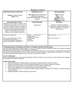 Polyethylene glycol - Medications Worksheet Drug Generic Name & Trade ...