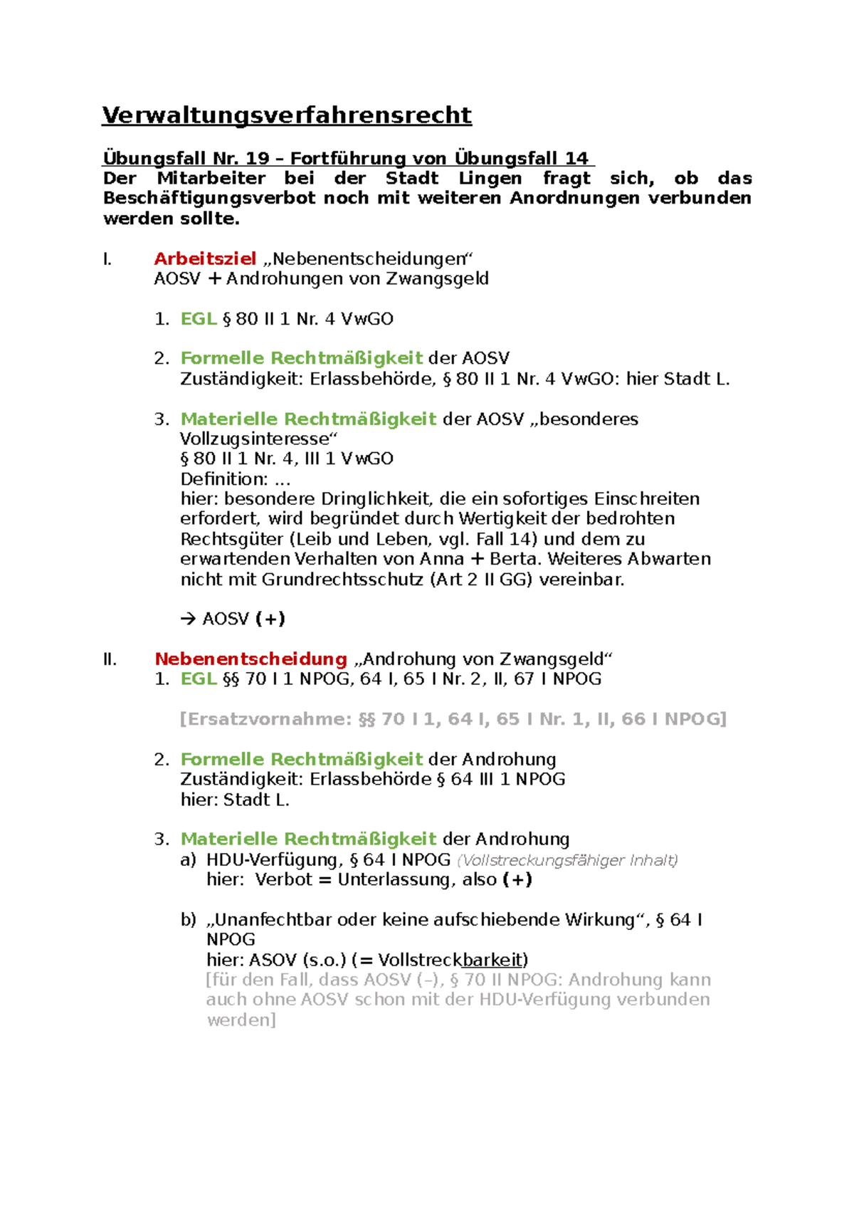Übungsfall Nr. 19 - Verwaltungsverfahrensrecht Übungsfall Nr. 19 ...
