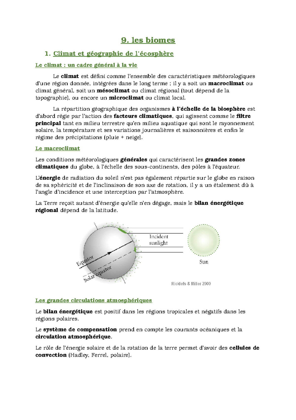 Biologie cours 9 - gillet - 9. les biomes 1. Climat et géographie de l ...