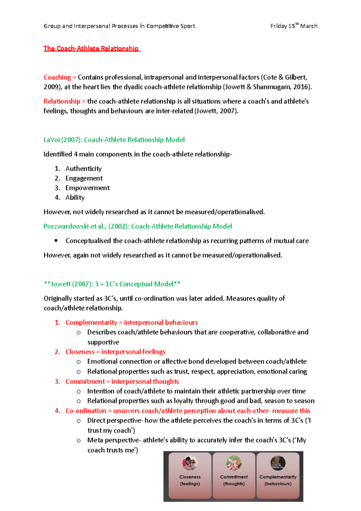 Group and Interpersonal Processes in Competitive Sport Lecture 6 ...