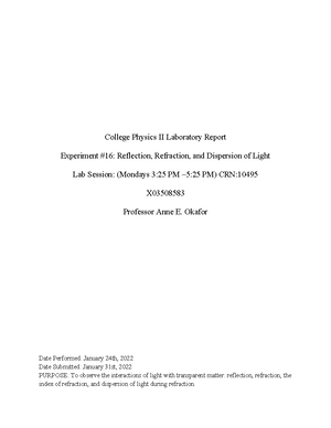 05 Friction - lab report - Experiment 5: Coefficients of Friction Purpose (1) To become familiar ...