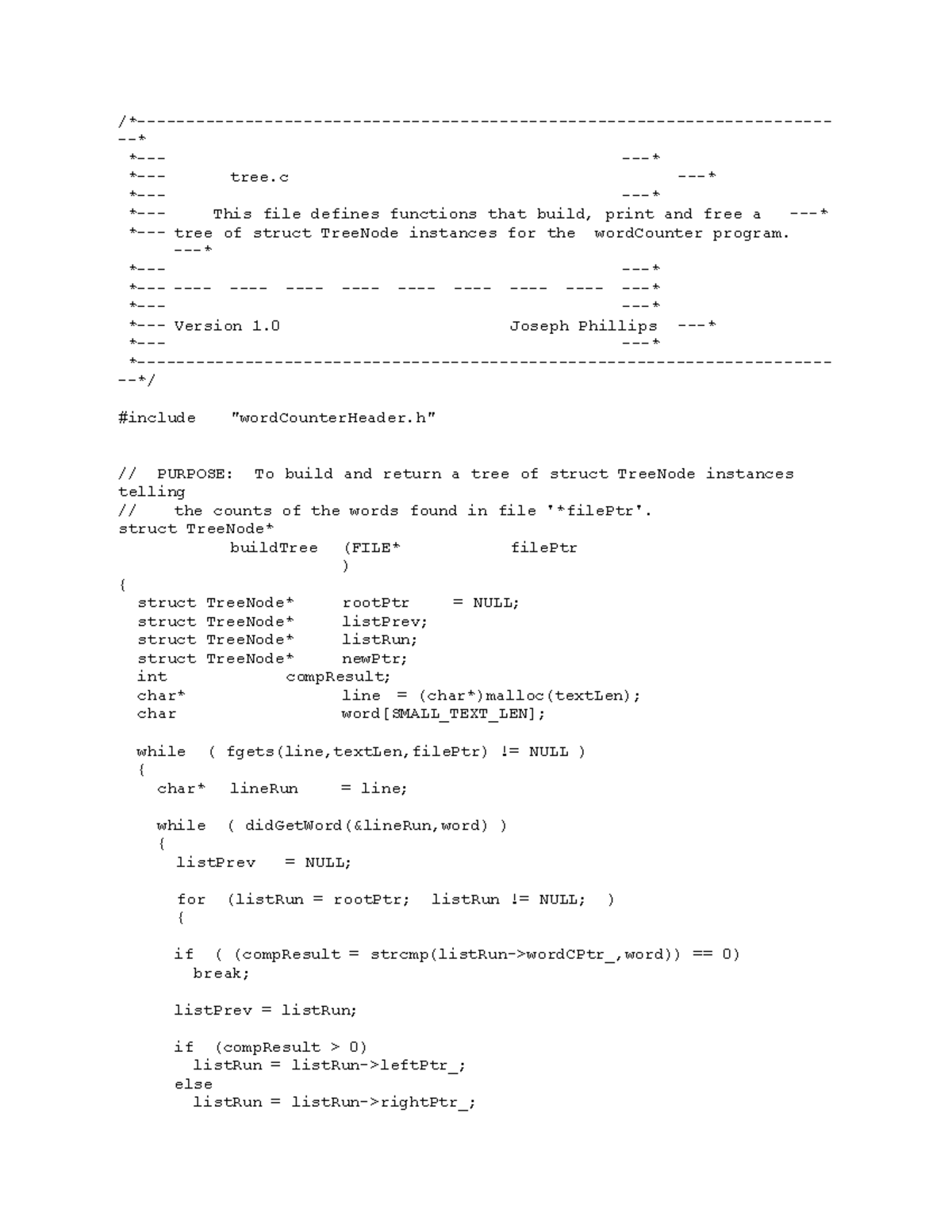 Tree - tree example - /*-* - tree - This file defines functions that ...