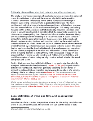 Critically discuss the claim that crime is socially constructed ...