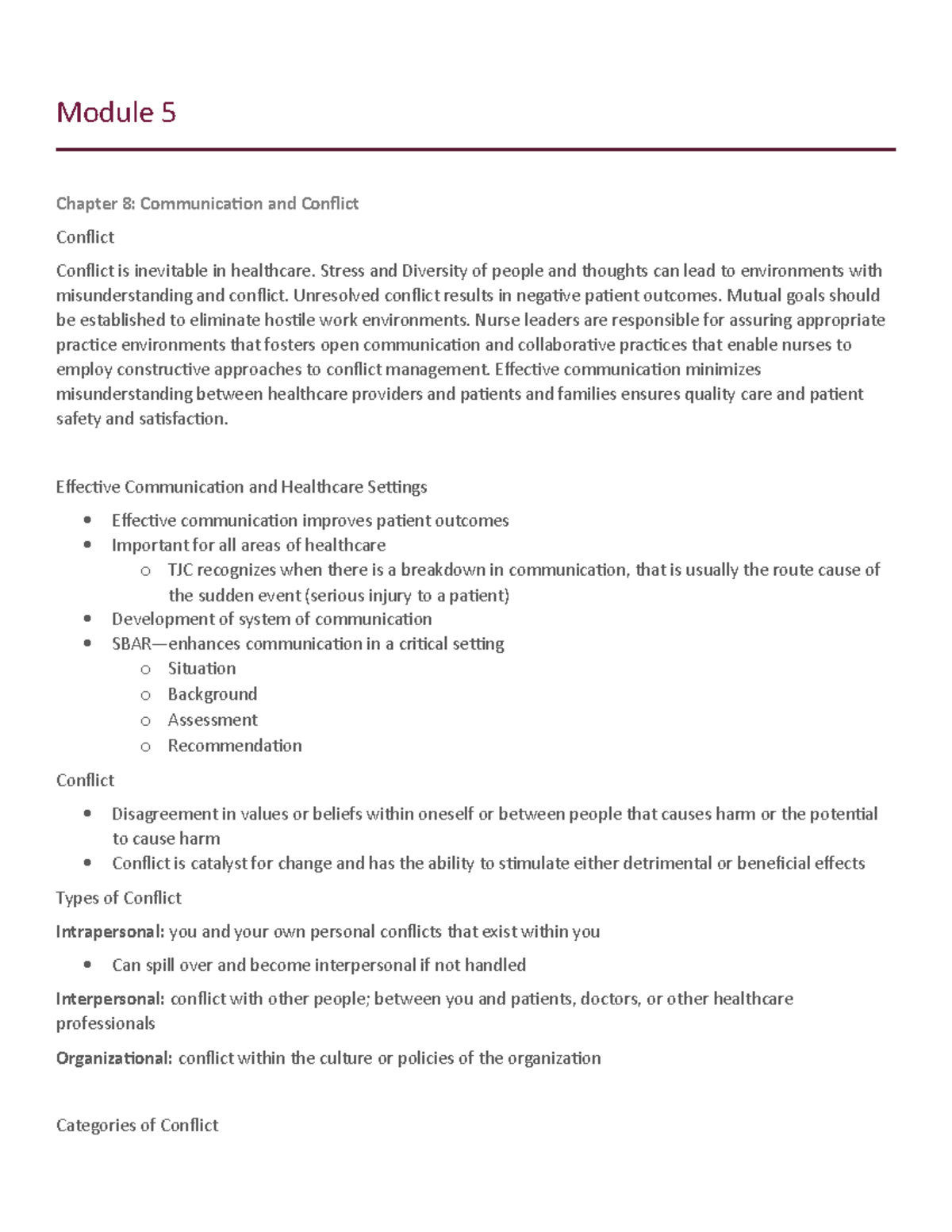 Module 5 - school notes - Module 5 Chapter 8: Communication and ...