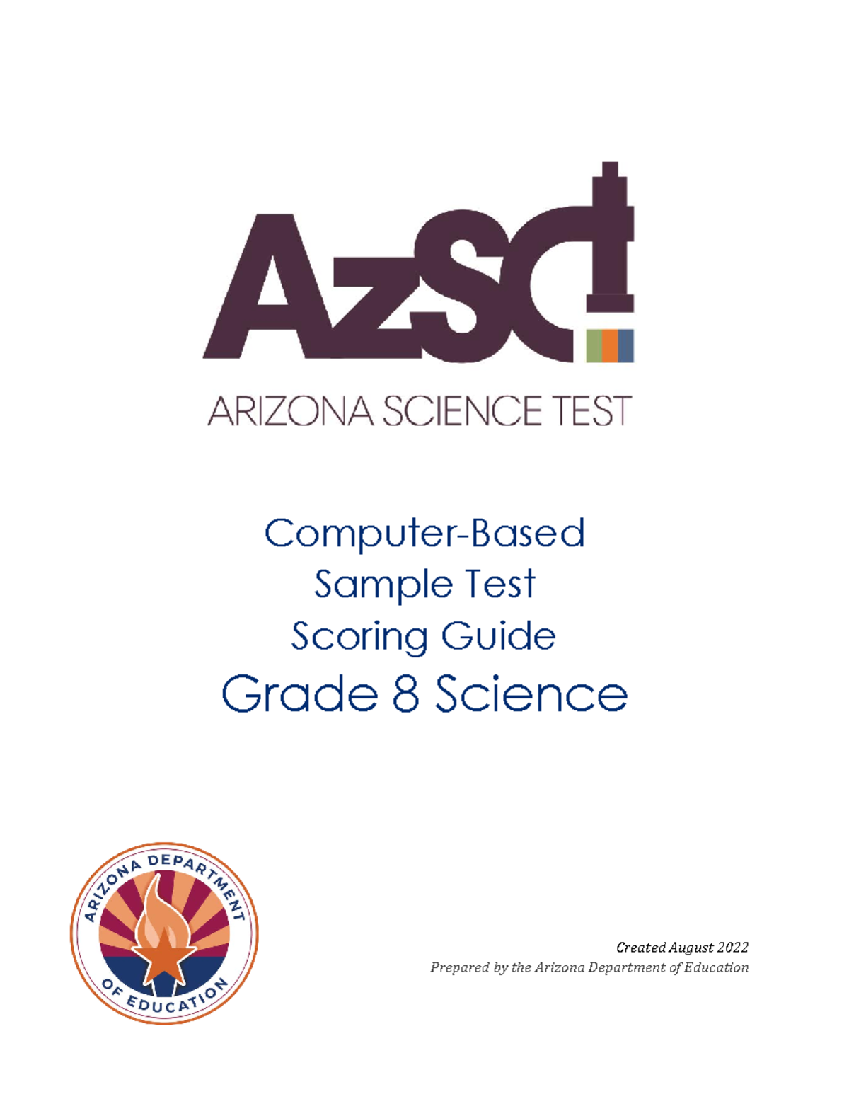 Az SCI Scoring Guide Grade 8 508 compliant - Computer-Based Sample Test ...