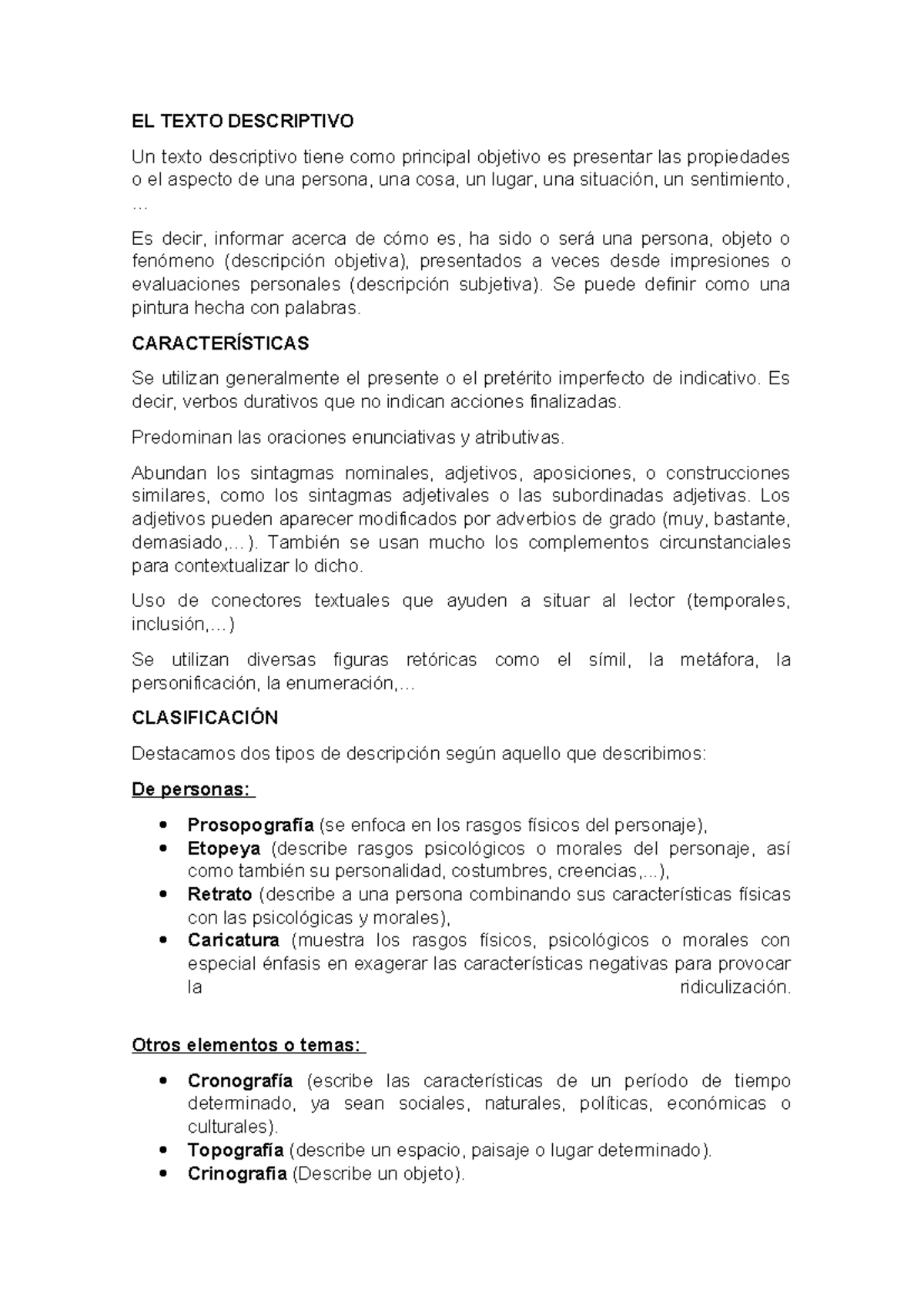 EL Texto Descriptivo - teoria - EL TEXTO DESCRIPTIVO Un texto ...