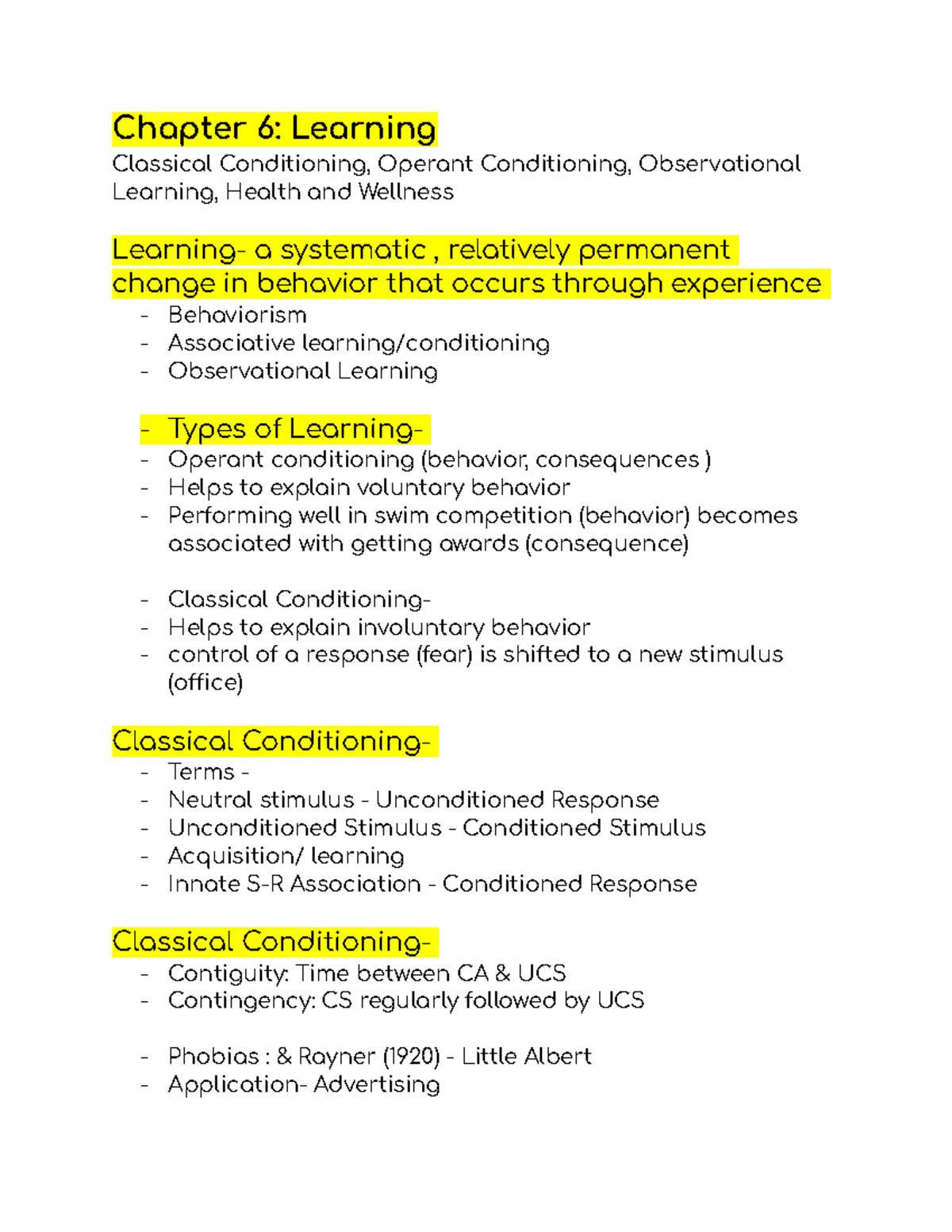 Chap 6 Psych - Chapter 6: Learning Classical Conditioning, Operant ...