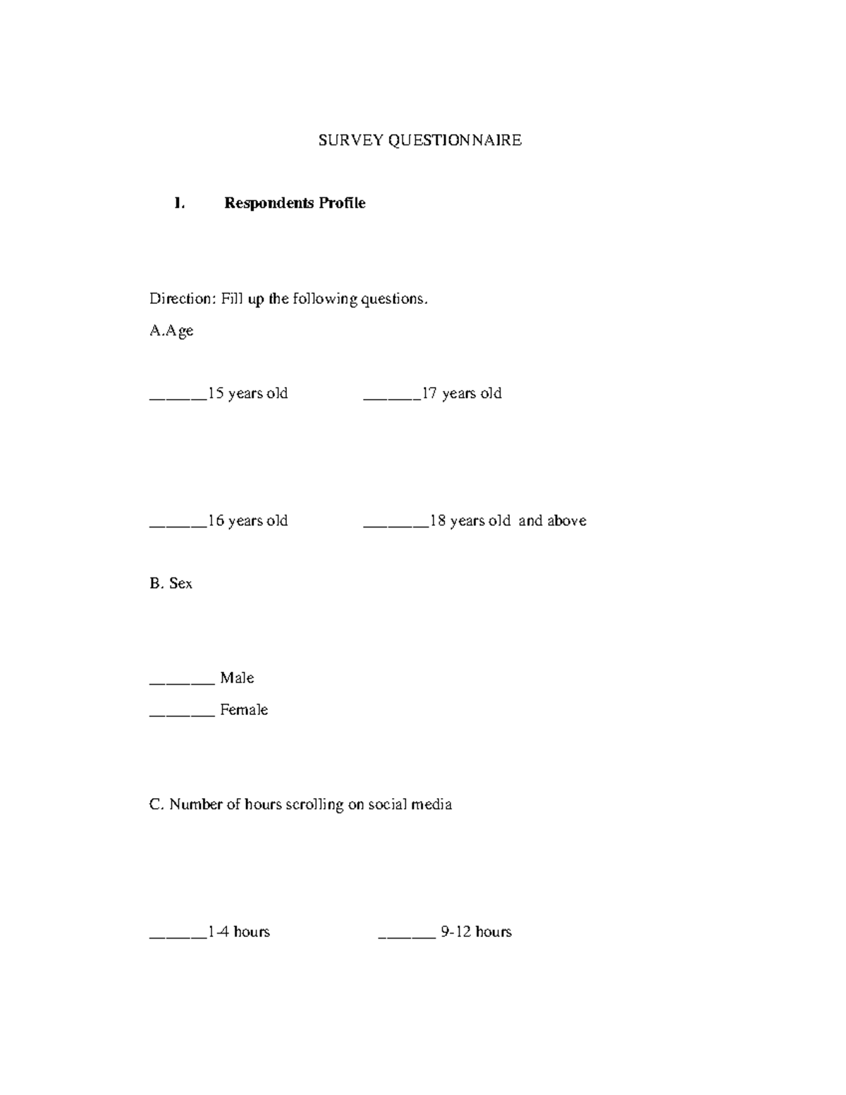 Inbound 3622622766405866262 - SURVEY QUESTIONNAIRE I. Respondents ...