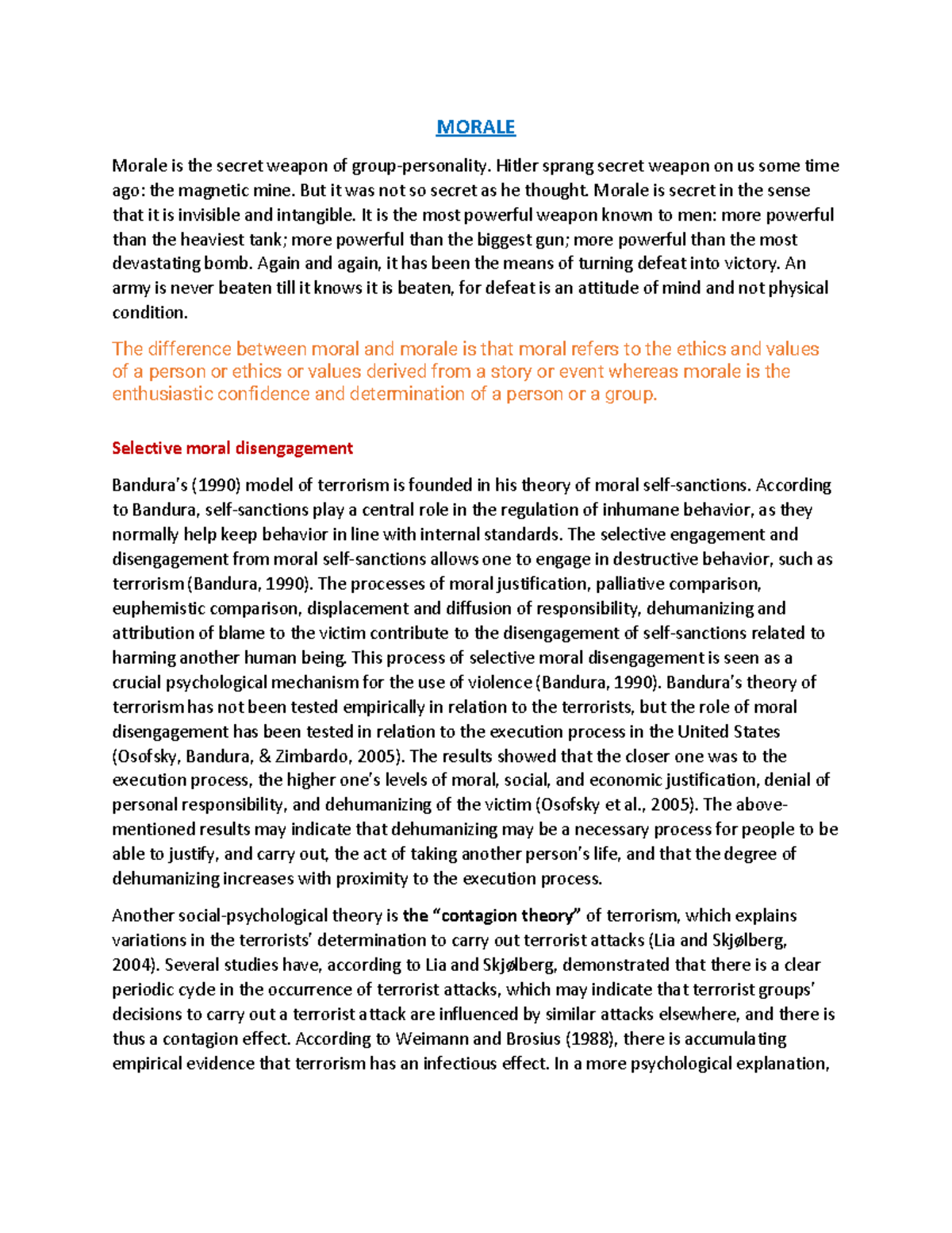 Morale-unit-4-1st part - MORALE Morale is the secret weapon of group ...