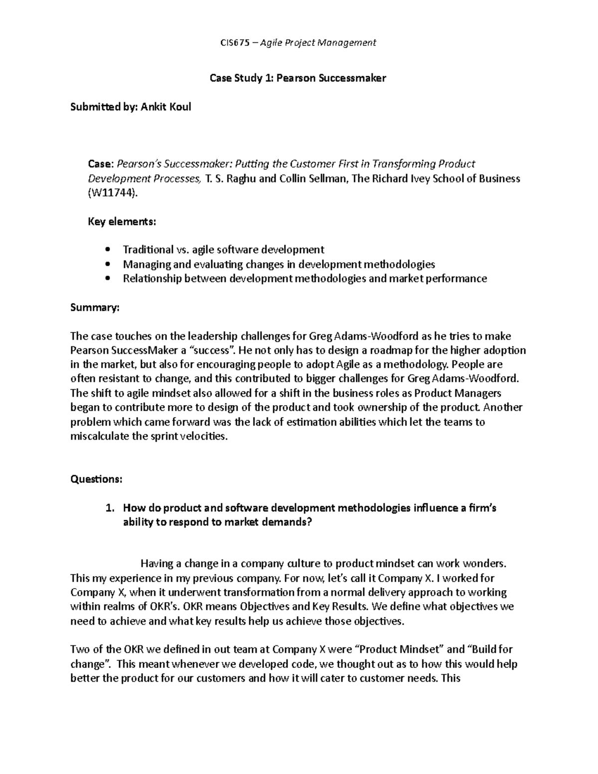 Case Study 1 Pearson - case - ECON 4348 - UT Dallas - Studocu