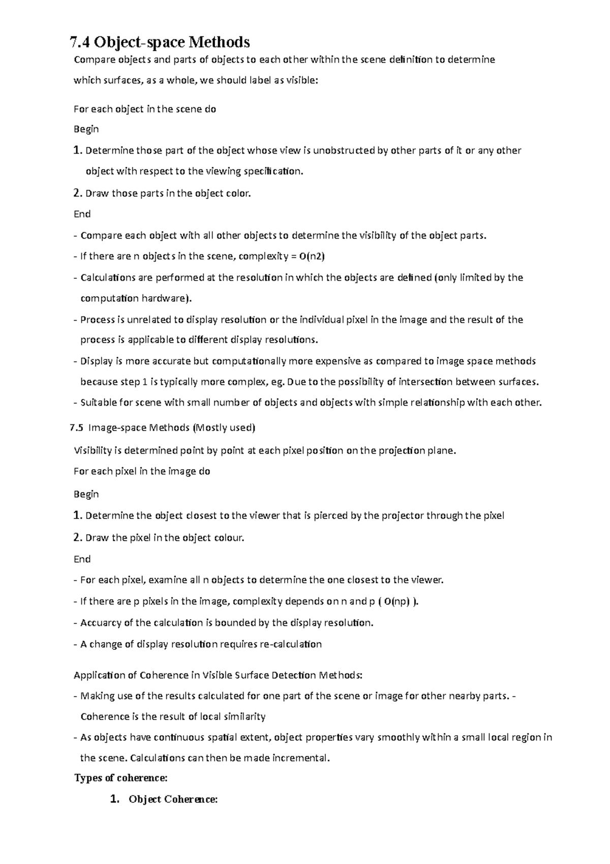 Object-space Methods update - 7 Object-space Methods Compare objects and parts of objects to ...