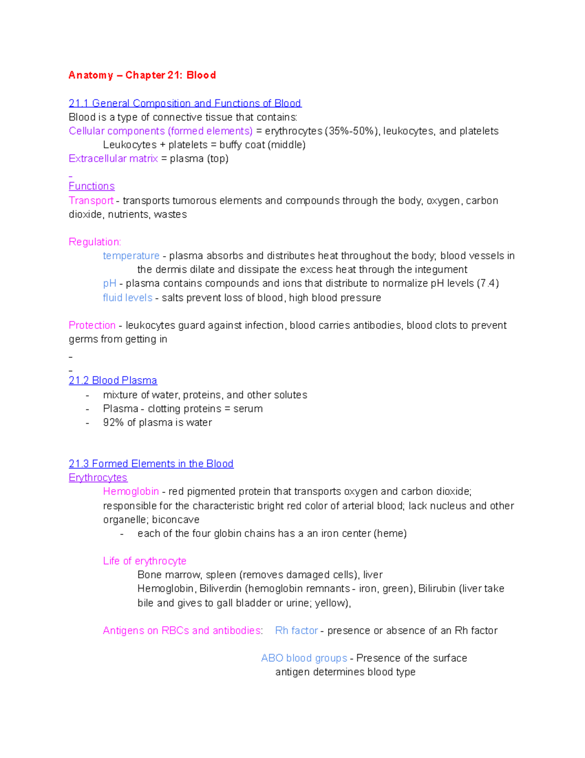 Chapter 21 - Blood - Textbook and lecture notes for Human Anatomy ...