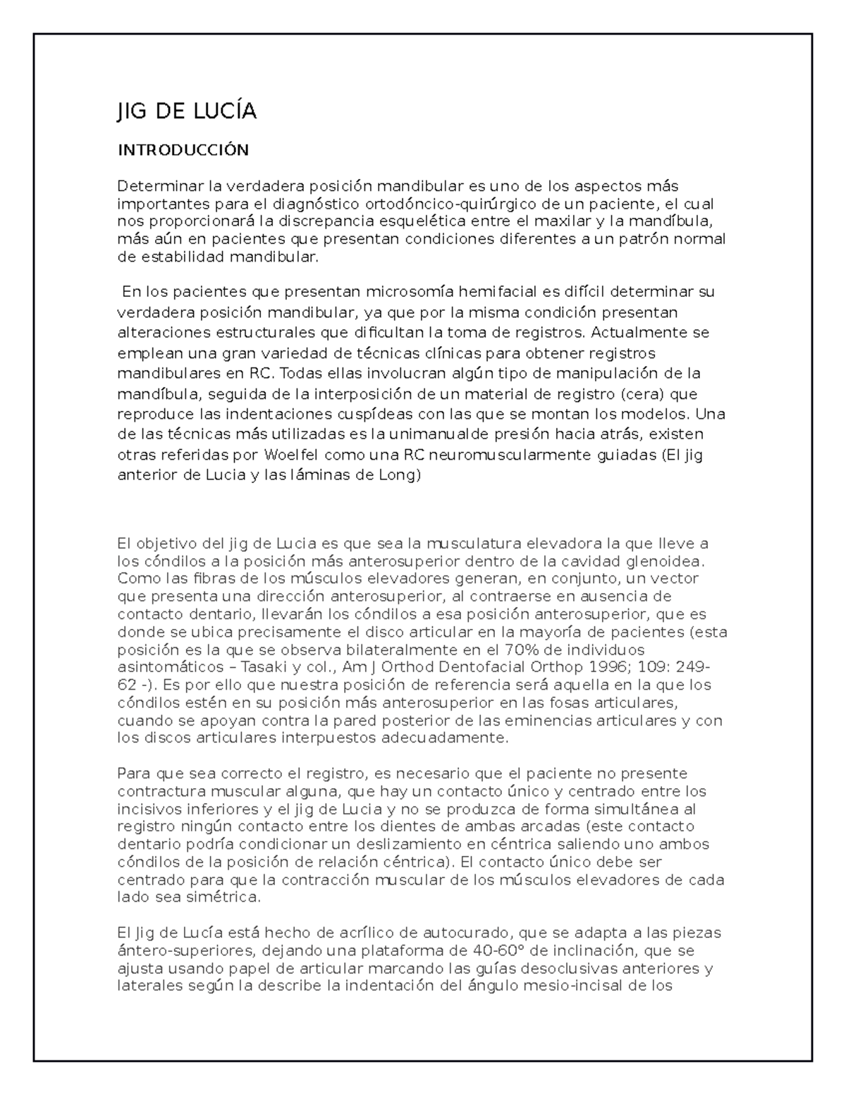 Jig de lucia oclusion - JIG DE LUCÍA INTRODUCCIÓN Determinar la ...