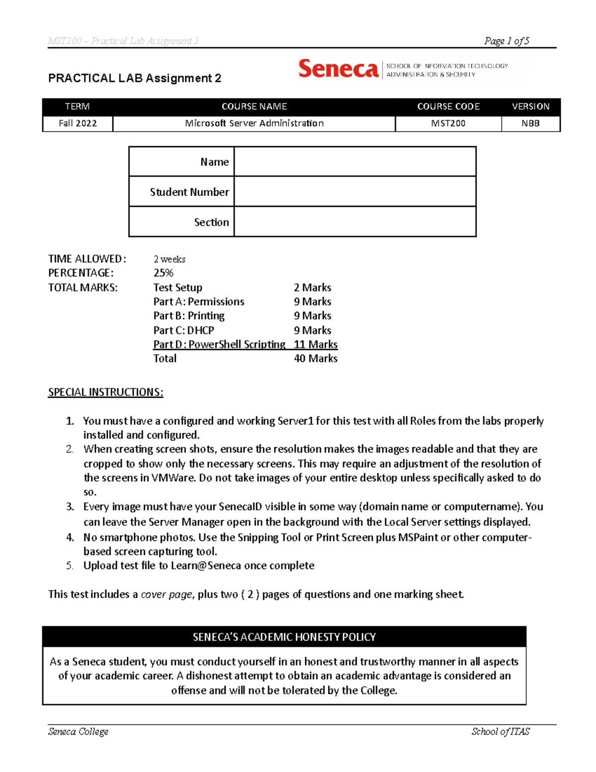 MST200NBB Practical Lab Assign 2 2022 - PRACTICAL LAB Assignment 2 TERM COURSE NAME COURSE CODE ...