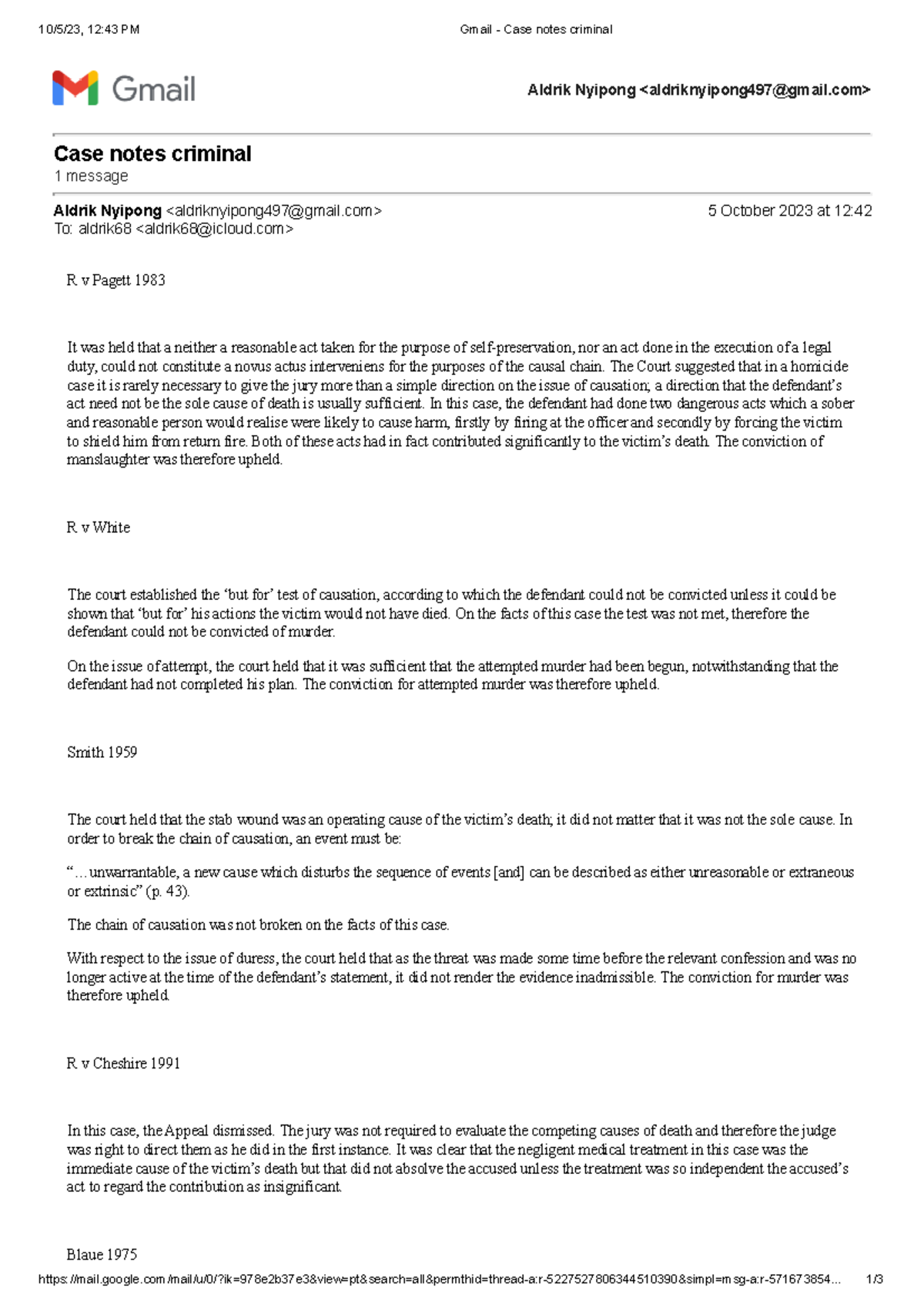 Gmail - Case notes criminal - - Studocu