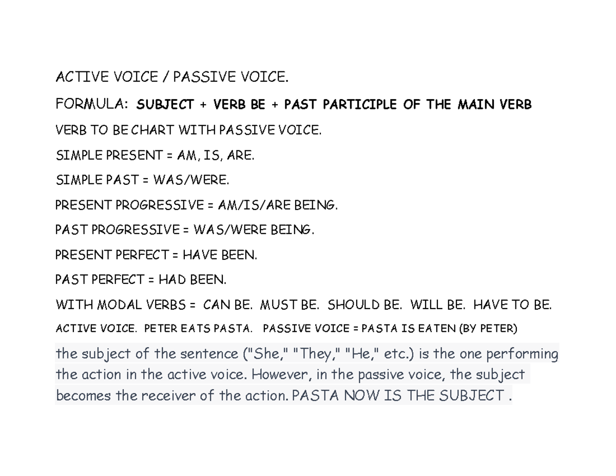 Passive Voice Explained L10 M4 - ACTIVE VOICE / PASSIVE VOICE. FORMULA ...