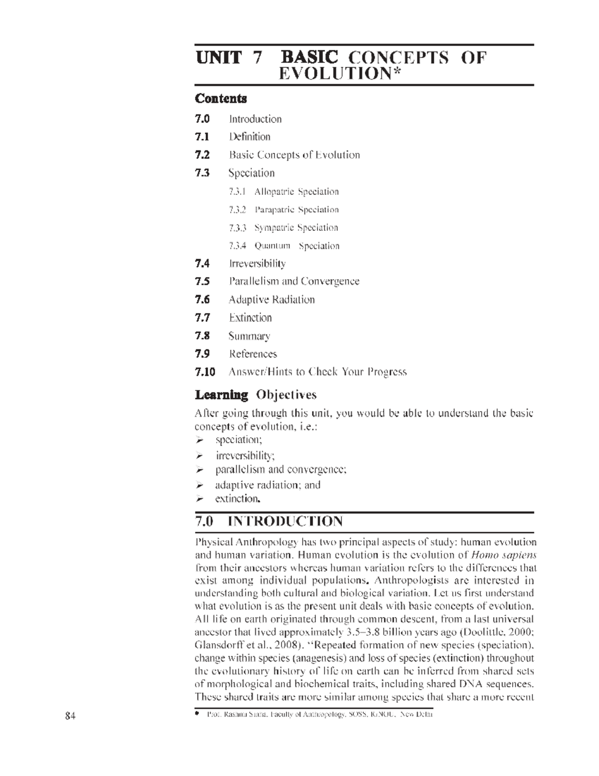 Unit-7 Basic Concepts of Evolution - Anthropology - Studocu