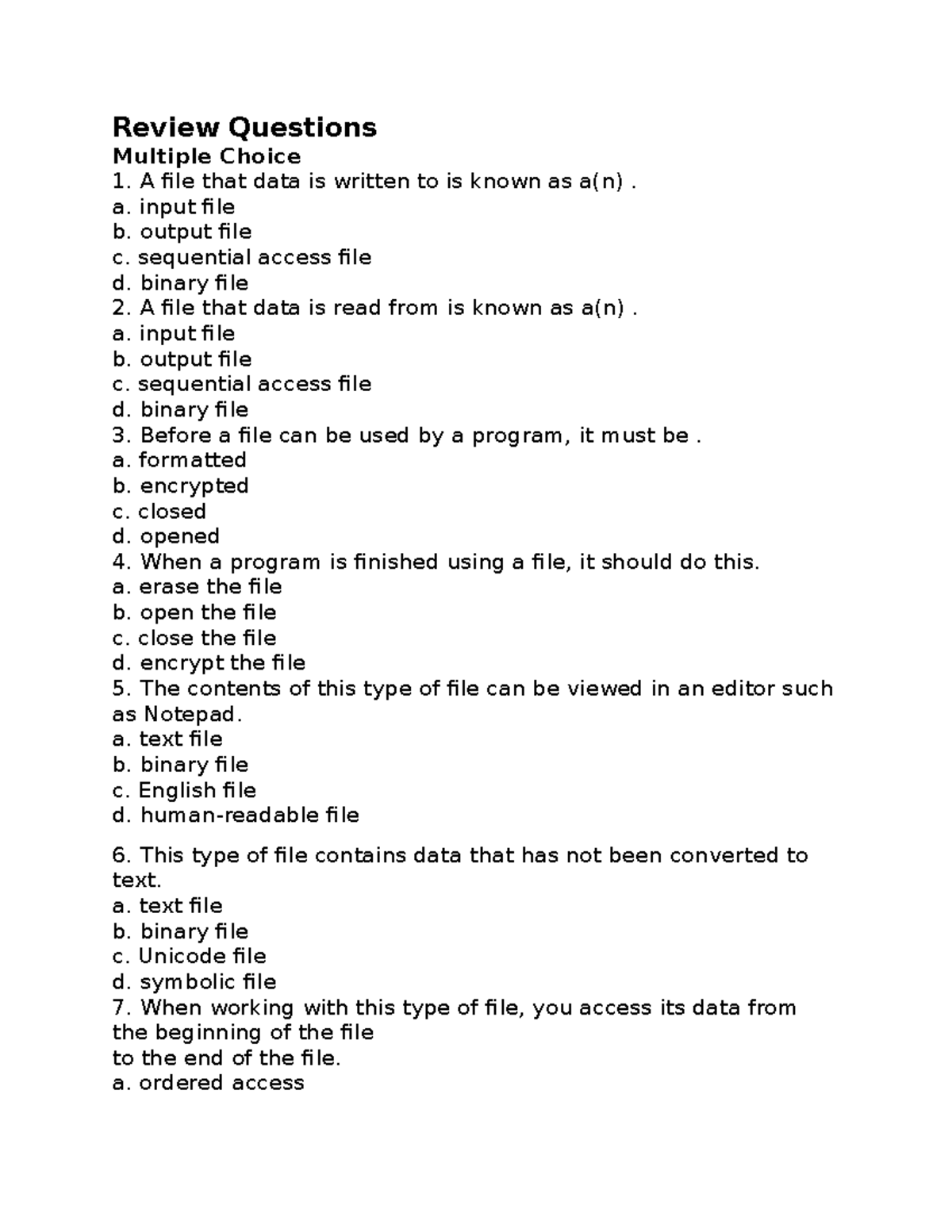 Review Question 2 - its a lecture free notes - Review Questions ...