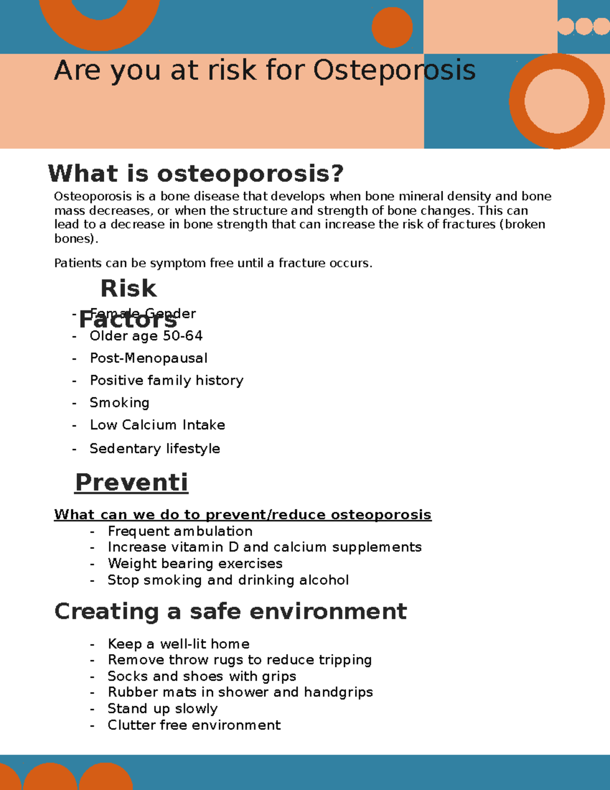 Are you at risk for Osteporosis - Are you at risk for Osteporosis ...