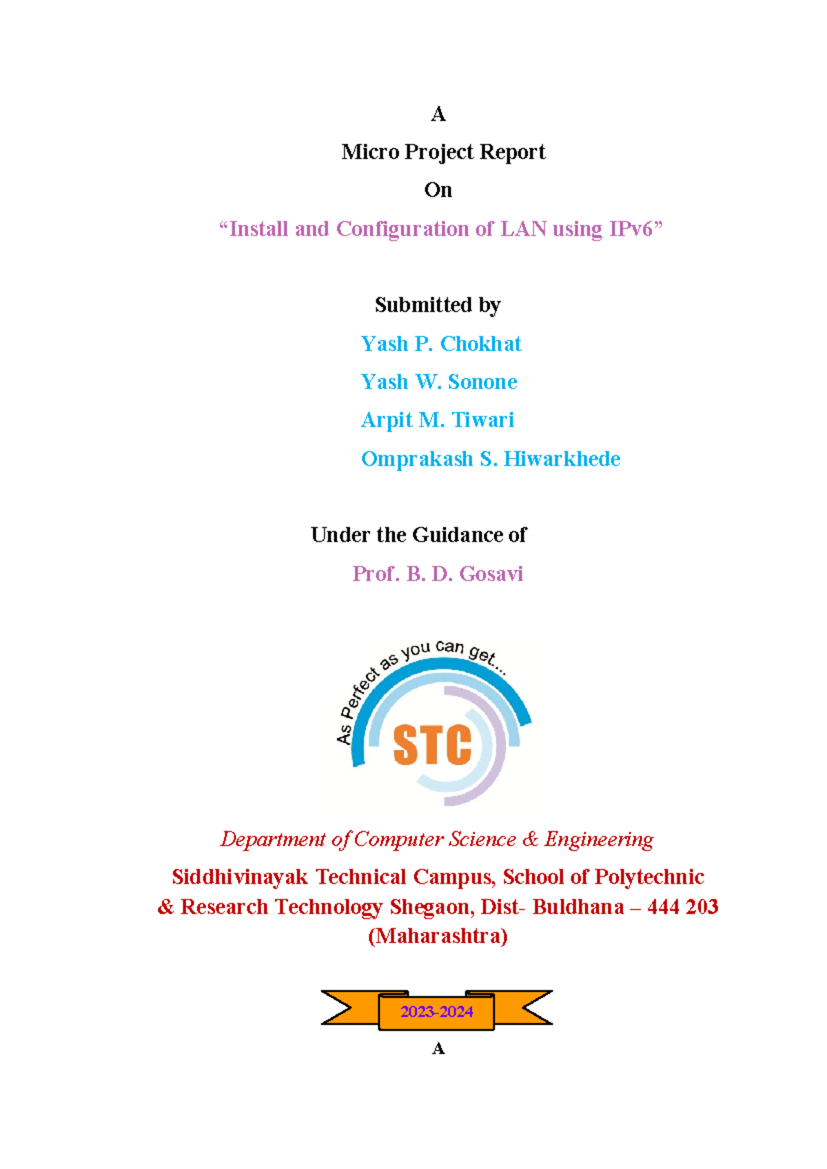 Sem4 - A Micro Project Report On “Install and Configuration of LAN ...