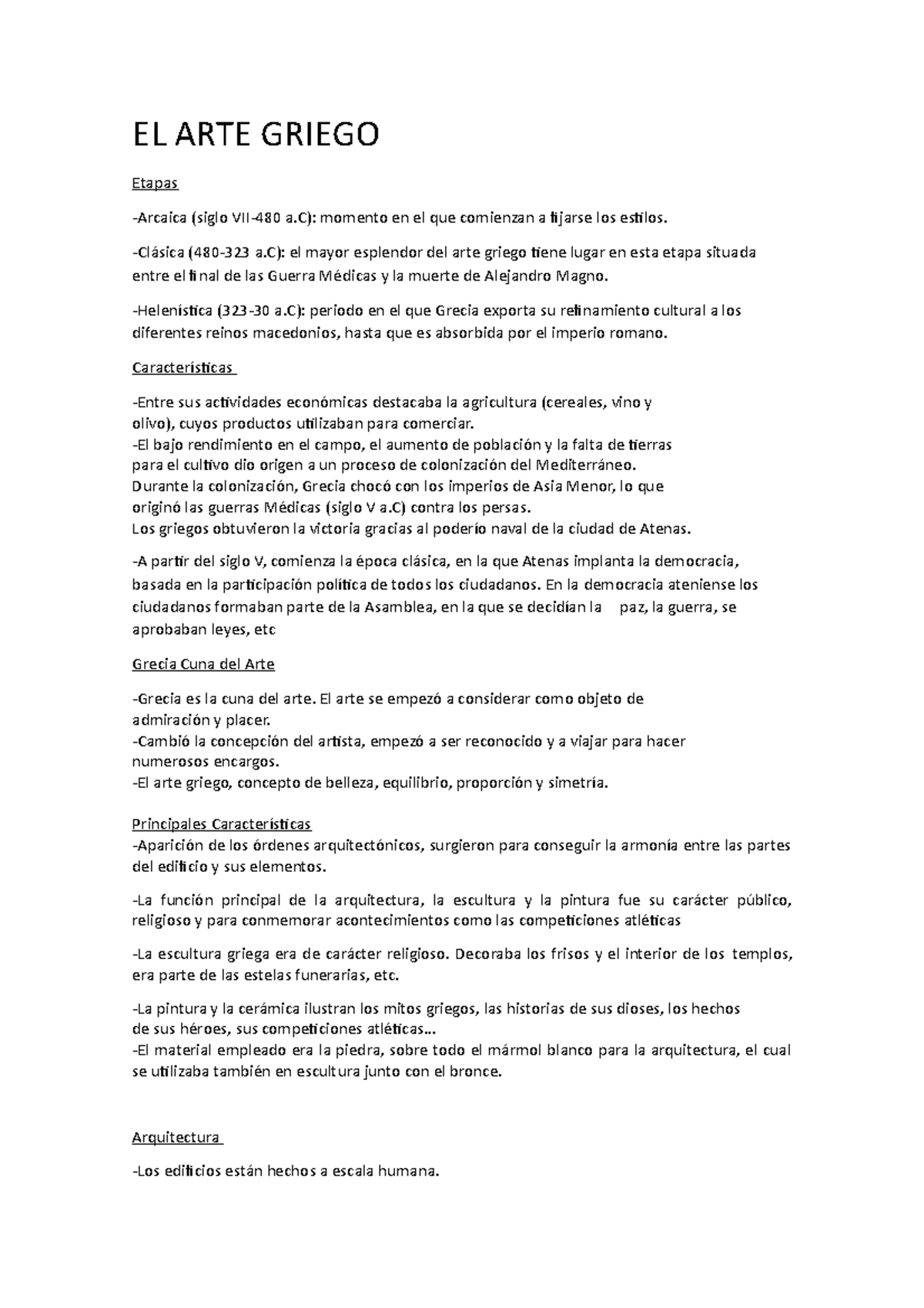 EL ARTE Griego - EL ARTE GRIEGO Etapas -Arcaica (siglo VII-480 a ...