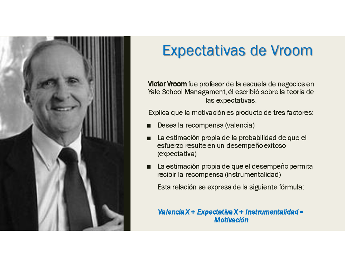 Presentacion 1 - GUIA DE ESTUDIO - Expectativas de Vroom Victor Vroom ...