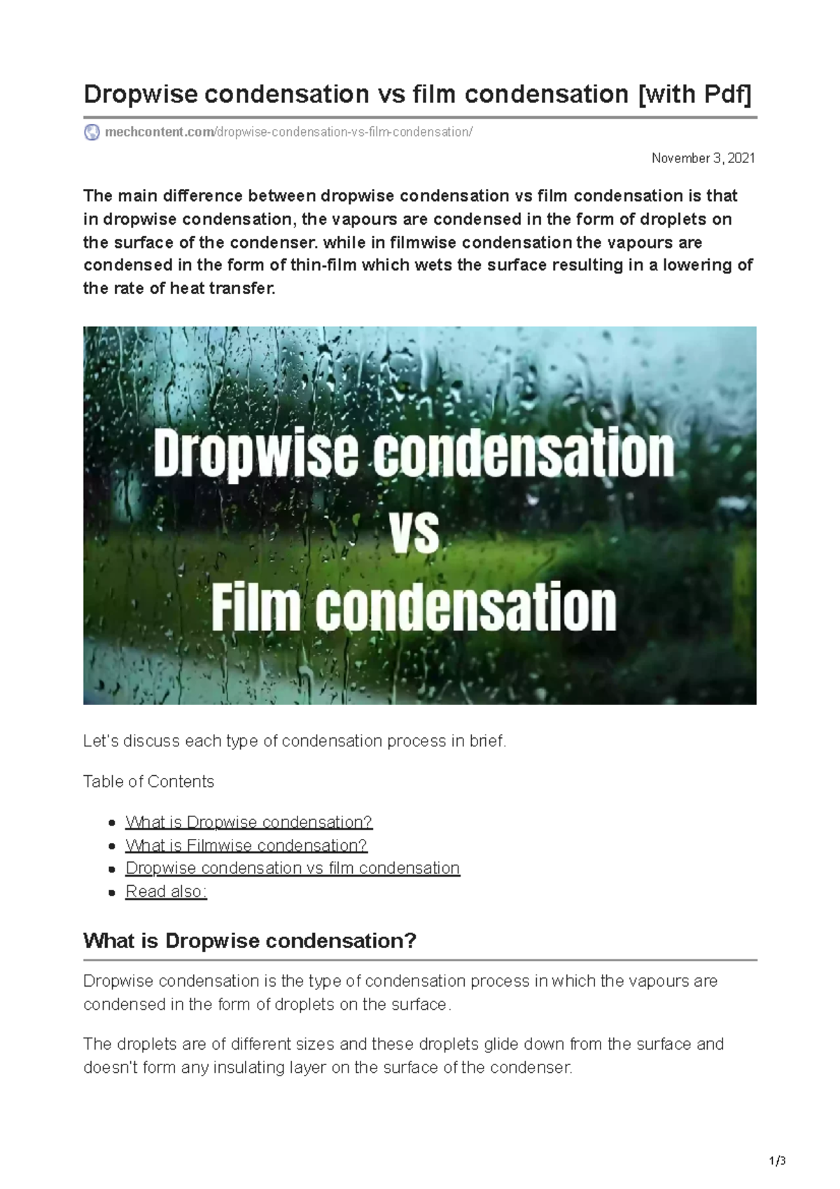 Mechcontent.com-Dropwise condensation vs film condensation with pdf - 1 ...