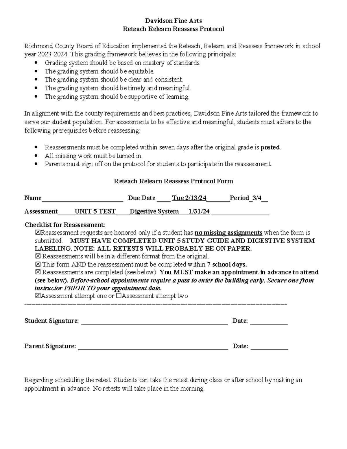 HAP Unit 5 Reteach Relearn Sheet - Davidson Fine Arts Reteach Relearn ...