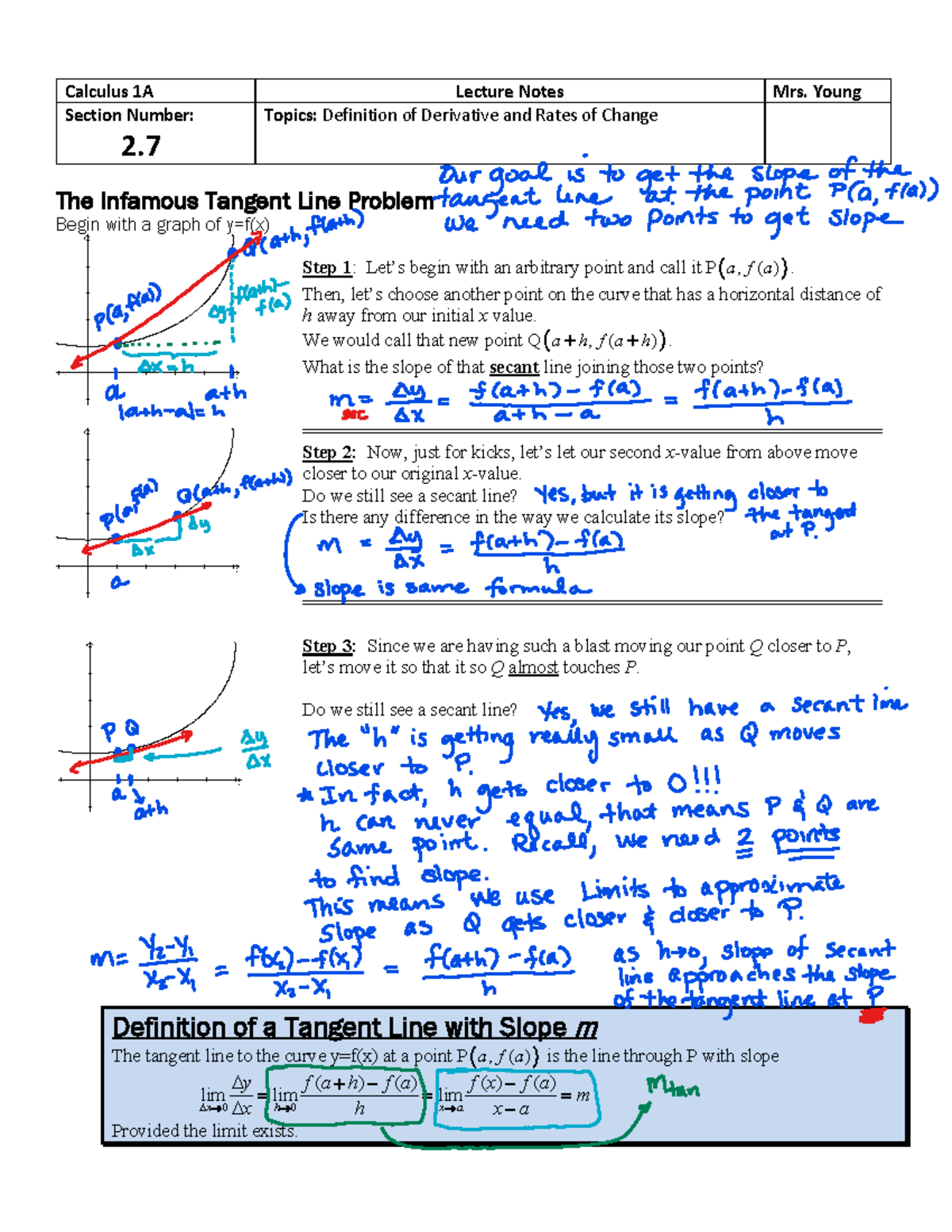 Lesson 2.7- Derivatives and Rates of Change - Calculus 1A Lecture Notes ...