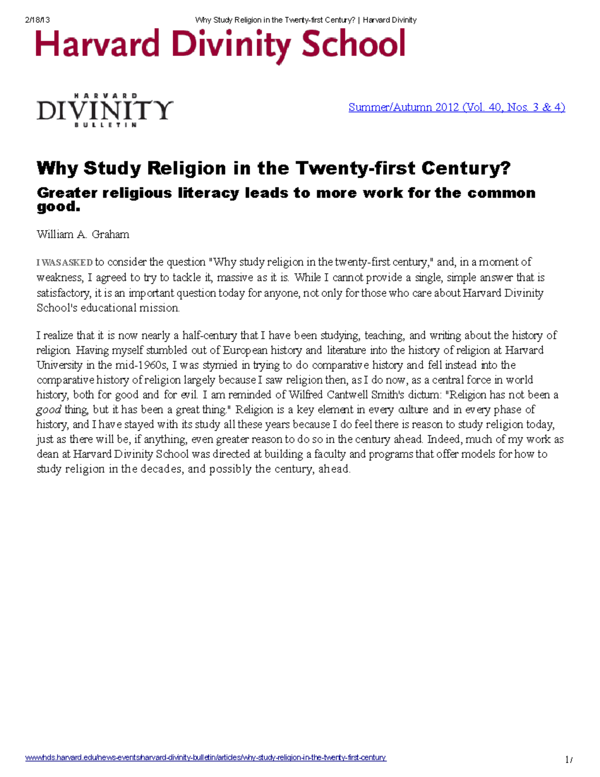 Religious Studies Assignment 9-9-2022 - 2/18/13 Why Study Religion in ...