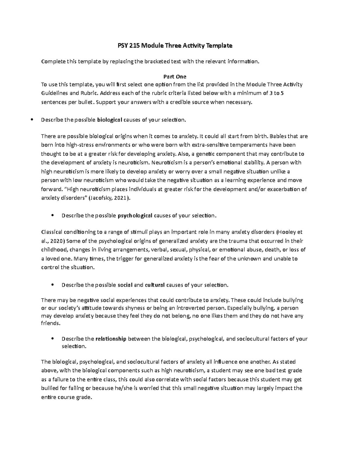 Module 3 - PSY 215 Module Three Activity Template Complete this ...