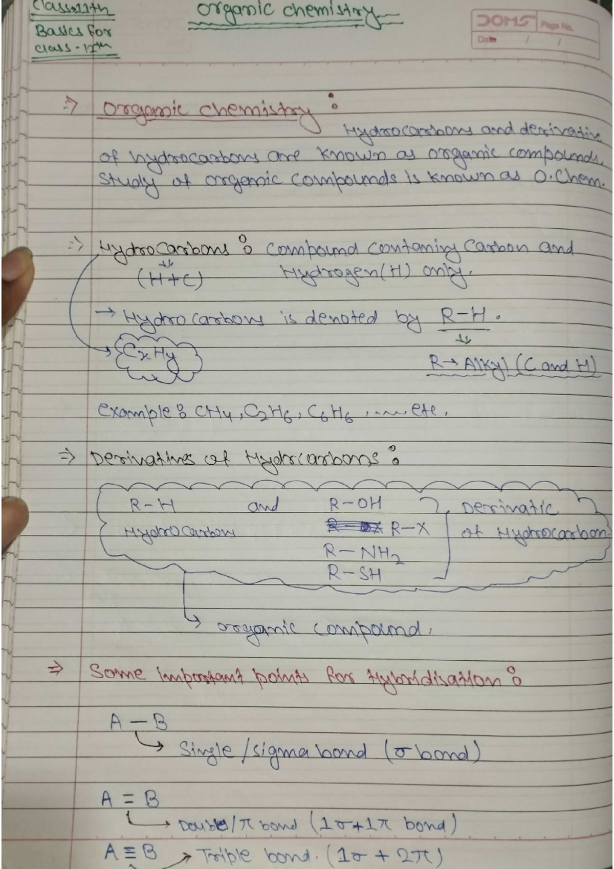 Basic Organic Chemistry FOR Class 12TH 🧪🧑 🔬 - organic chemistry Basics for DOMS Page No. class ...