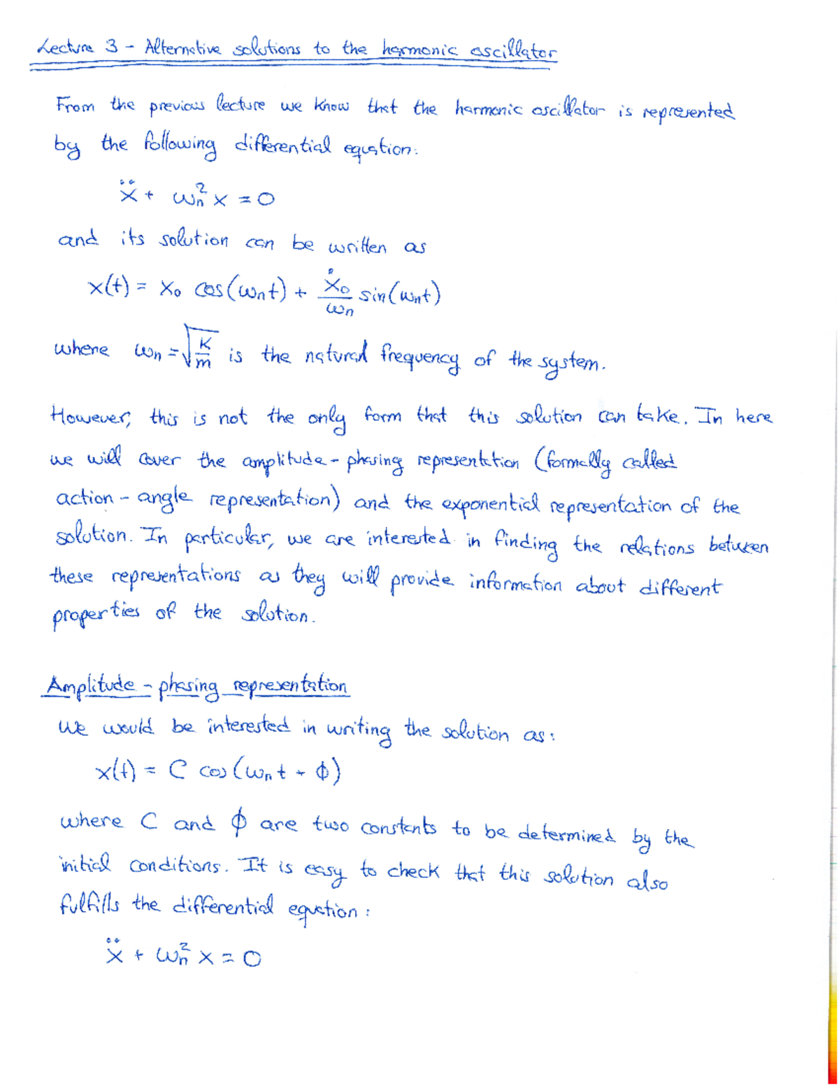 Lecture 3 - Harmonic oscillator (cont) - AAE 34000 - Studocu