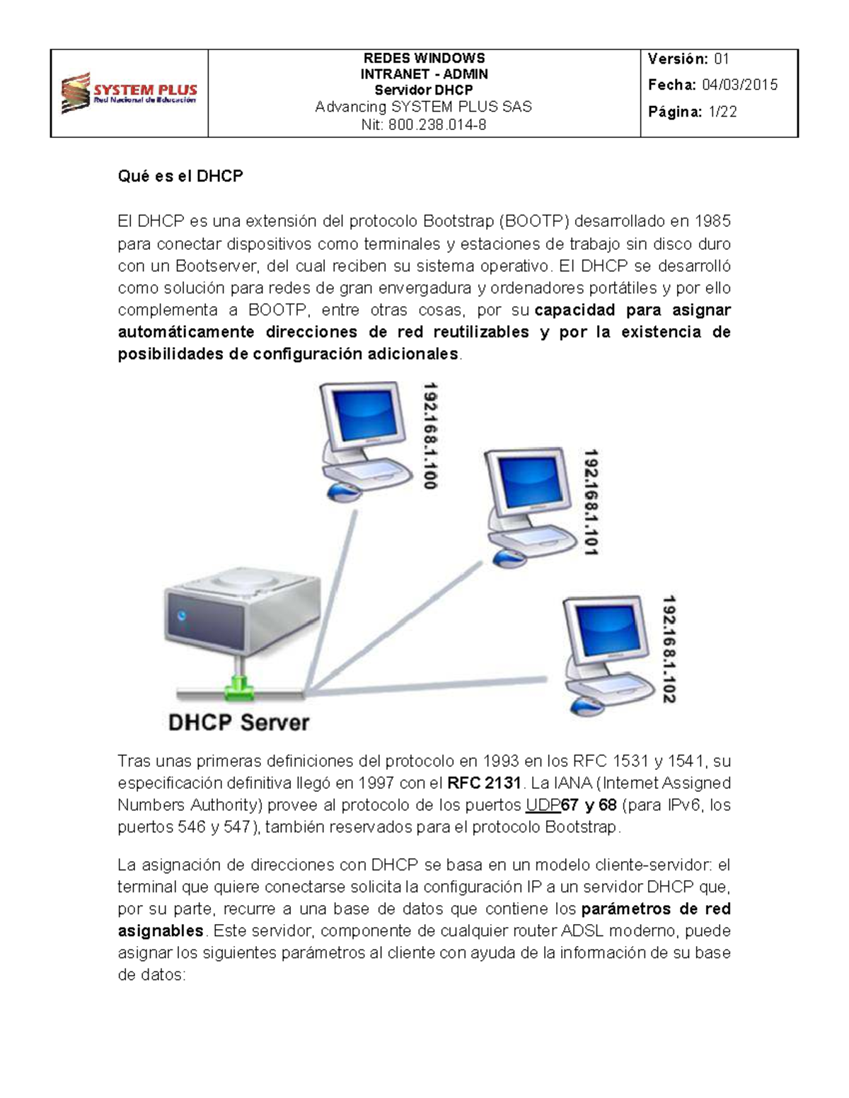 Unidad 2 Servidor DHCP Descripción Funcionamiento - Apuntes 1 ...