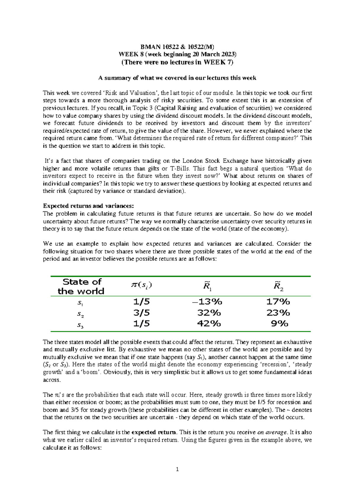 BMAN 10522-week 08 - Measured (M) OR Attribute (A(?)). - BMAN 10522 ...