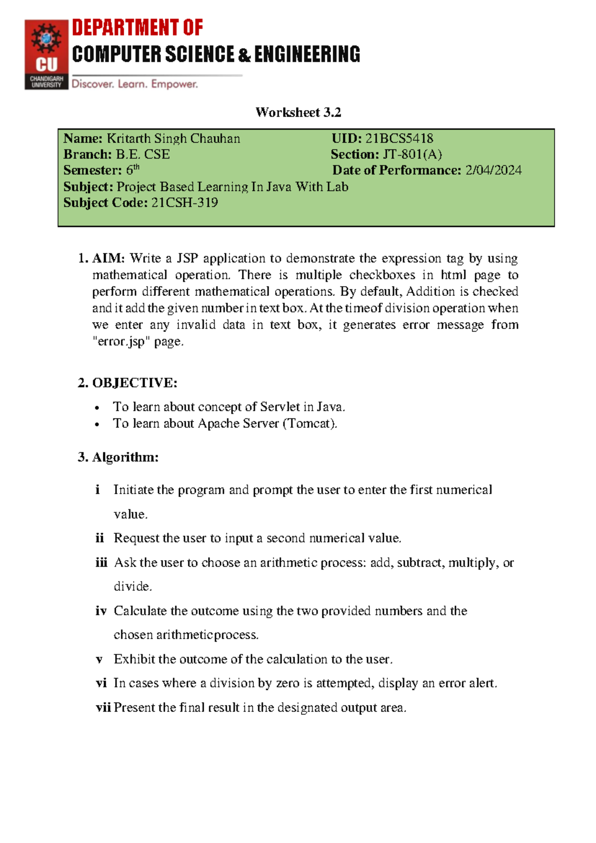 Kritarth Java 3 - MATERIAL - DEPARTMENT OF COMPUTER SCIENCE ...