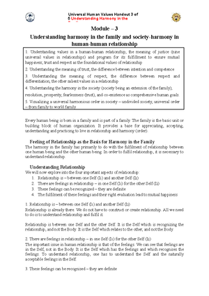 UHV Module - 3 notes - Module – 3 Understanding harmony in the family ...