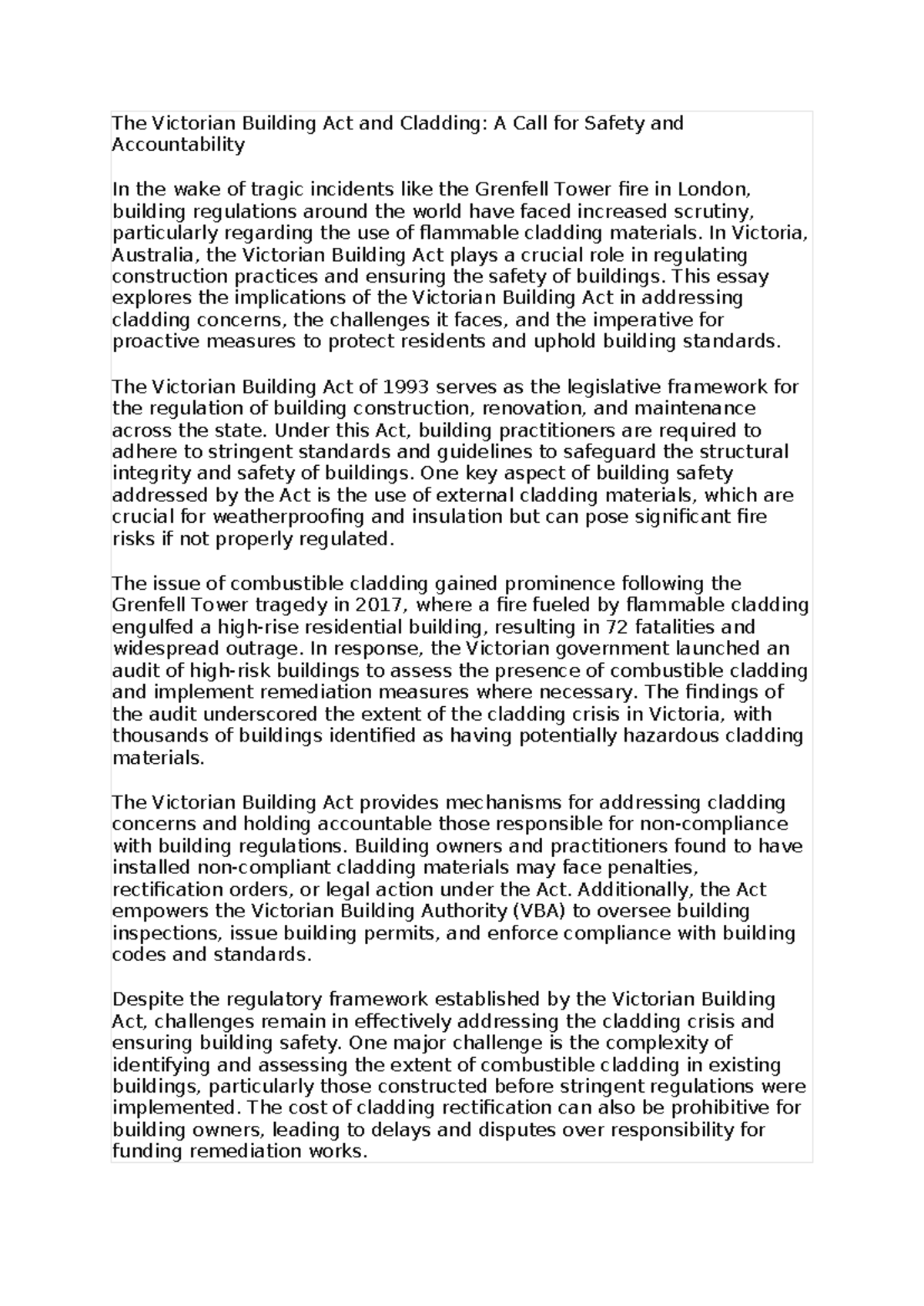 The Victorian Building Act and Cladding - In Victoria, Australia, the ...