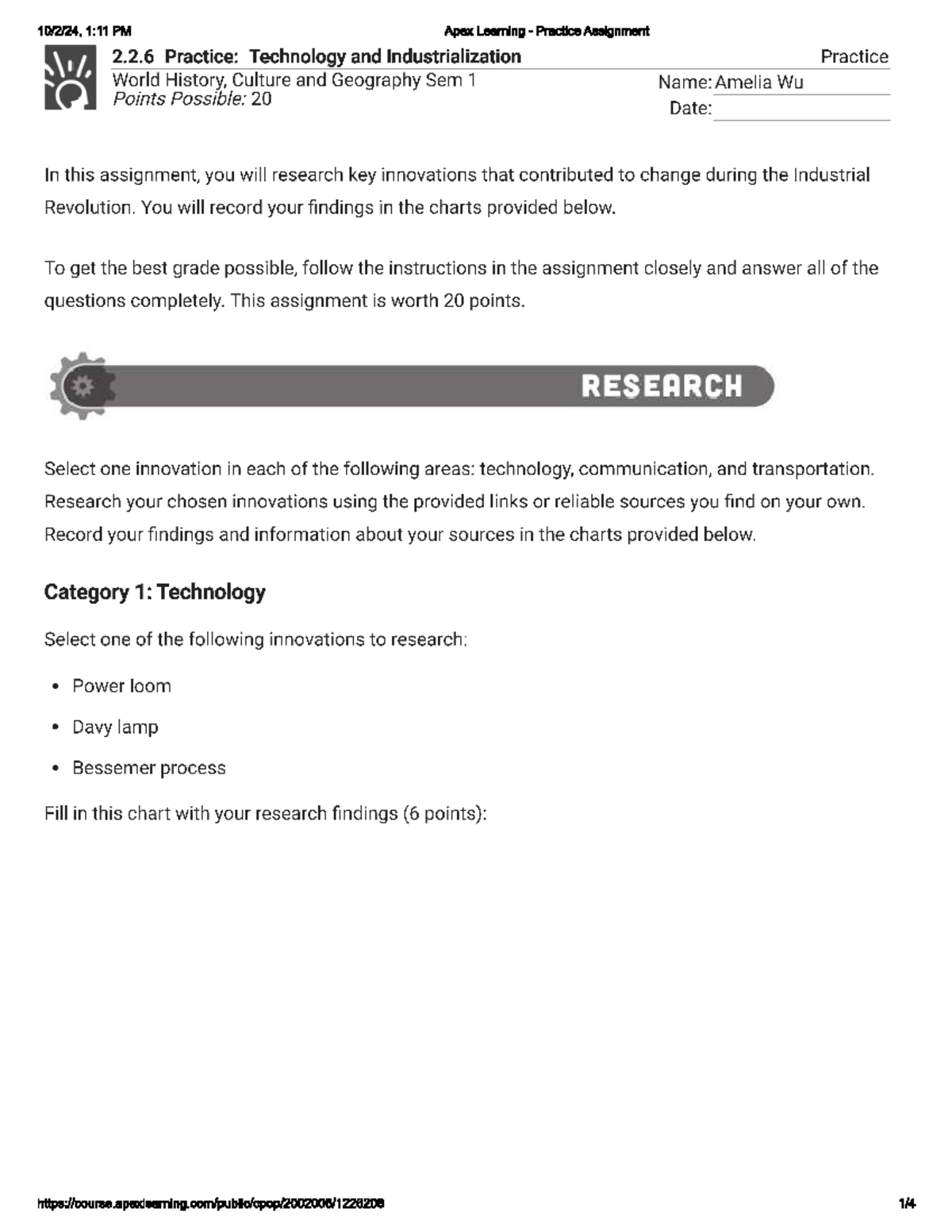School work (1) 1002004 yj1hcg5aa - 1:11 PM Apex Learning Practice ...
