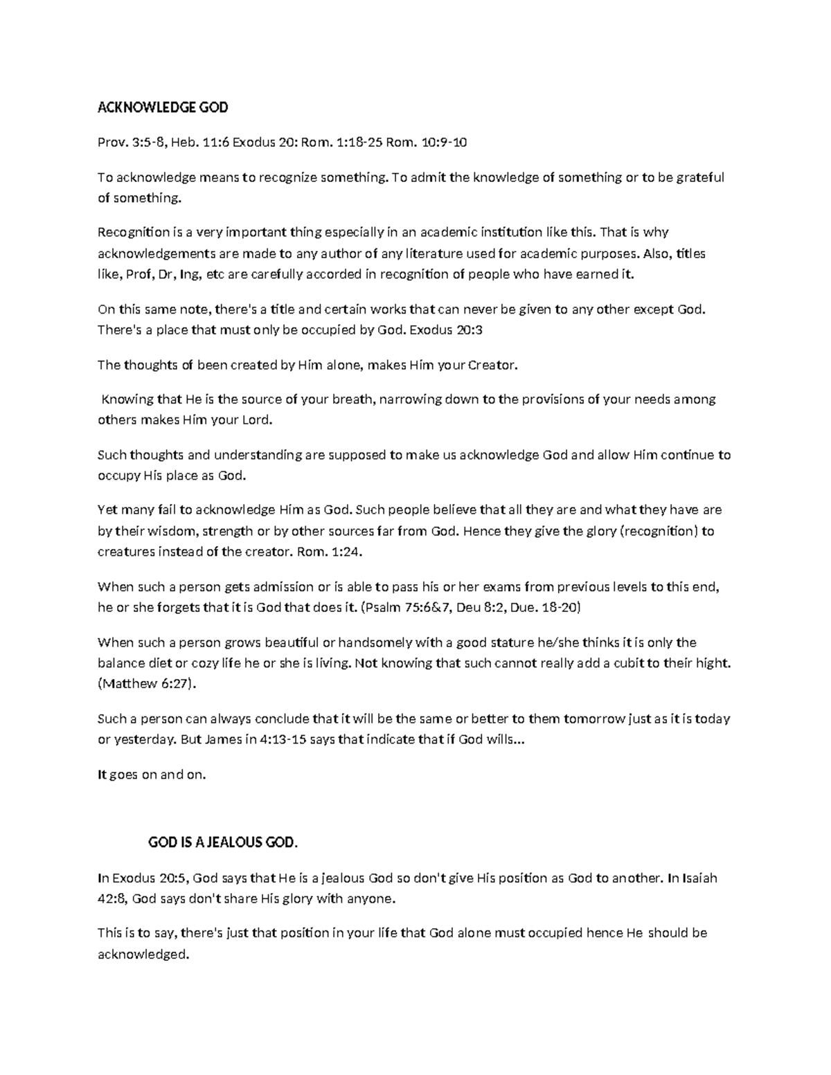 Acknowledge GOD-WPS Office - ACKNOWLEDGE GOD Prov. 3:5-8, Heb. 11:6 ...