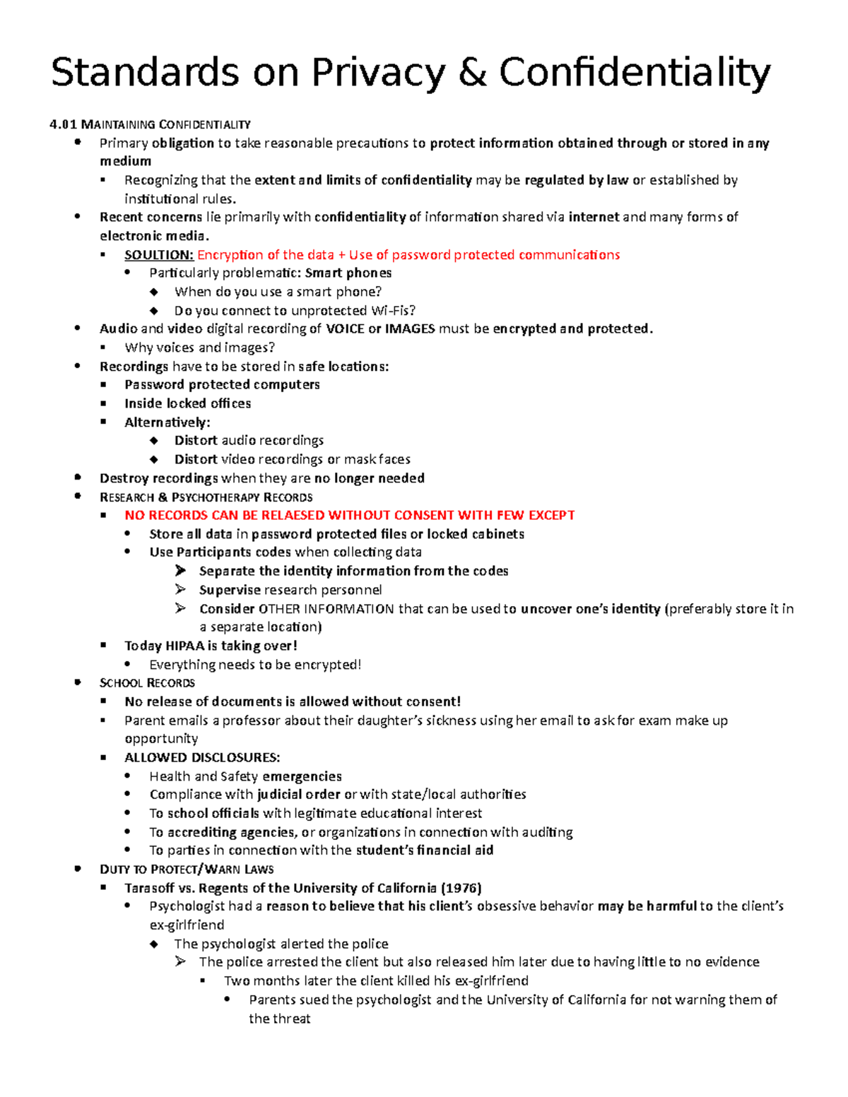 Standards on Privacy and Confidentiality - Recent concerns lie ...