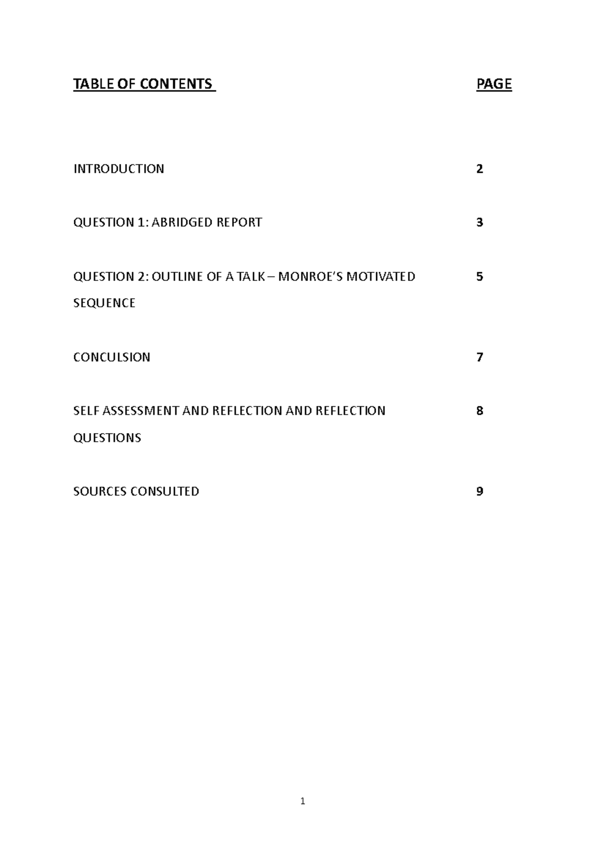 New assignment - TABLE OF CONTENTS PAGE INTRODUCTION 2 QUESTION 1: ABRIDGED REPORT 3 QUESTION 2 ...