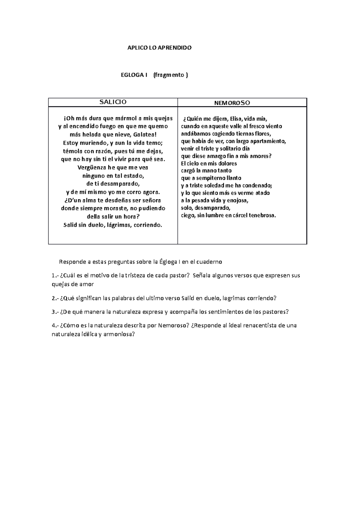 Egloga - es muy facil - APLICO LO APRENDIDO EGLOGA I (fragmento ...