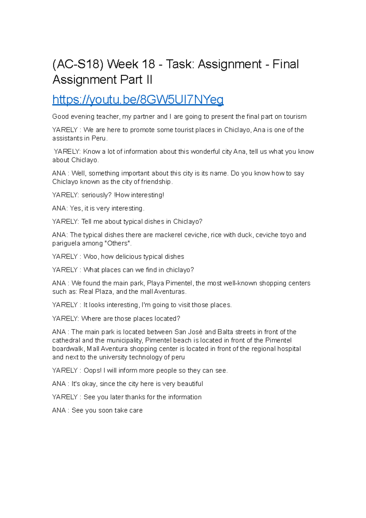 Tarea inlgles parte final II - (AC-S18) Week 18 - Task: Assignment - Final Assignment Part II ...