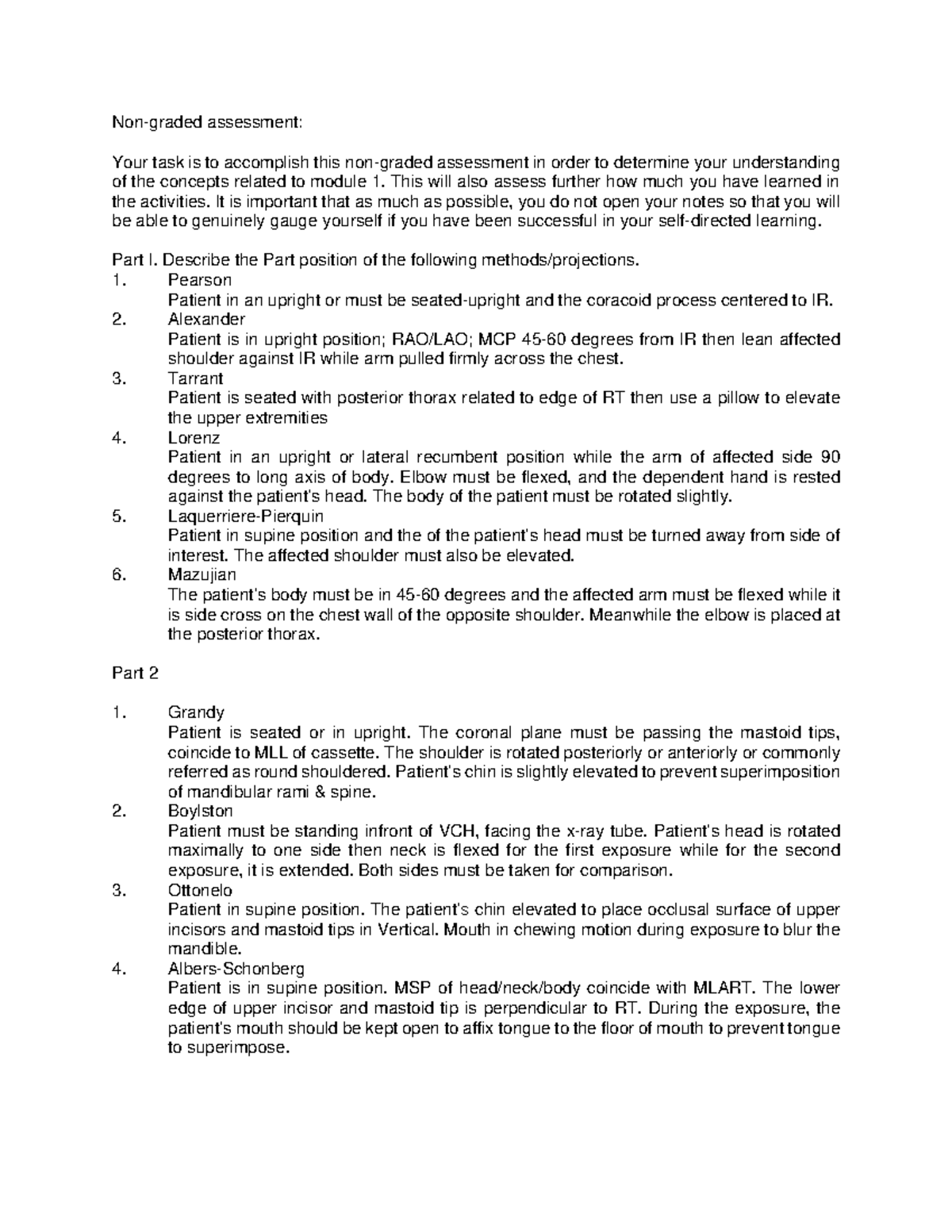 Formative Assessment in Positioning - Non-graded assessment: Your task ...